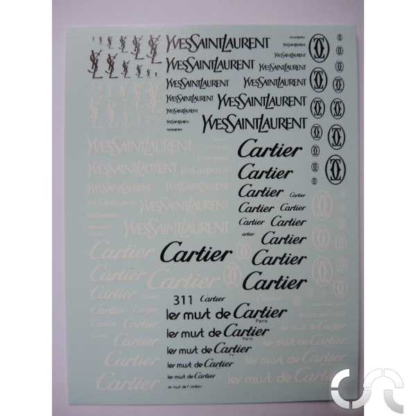 Planche décalque: "Cartier, Yves Saint Laurent" - VIRAGES - CasaSlotRacing